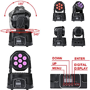 70W Moving Heads Wash Lights RGBW LED Stage Light 9/14CH DMX Light with Professional Spotlight for DJ Disco Events Wedding Birthday Party Live Show Bar...