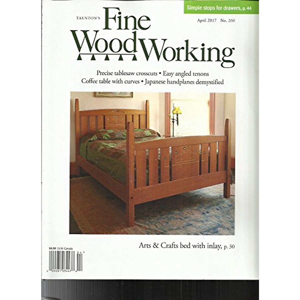 TAUNTON'S FINE WOOD WORKING, APRIL, 2017 NO.260 ARTS & CRAFTS BED WITH INLAY