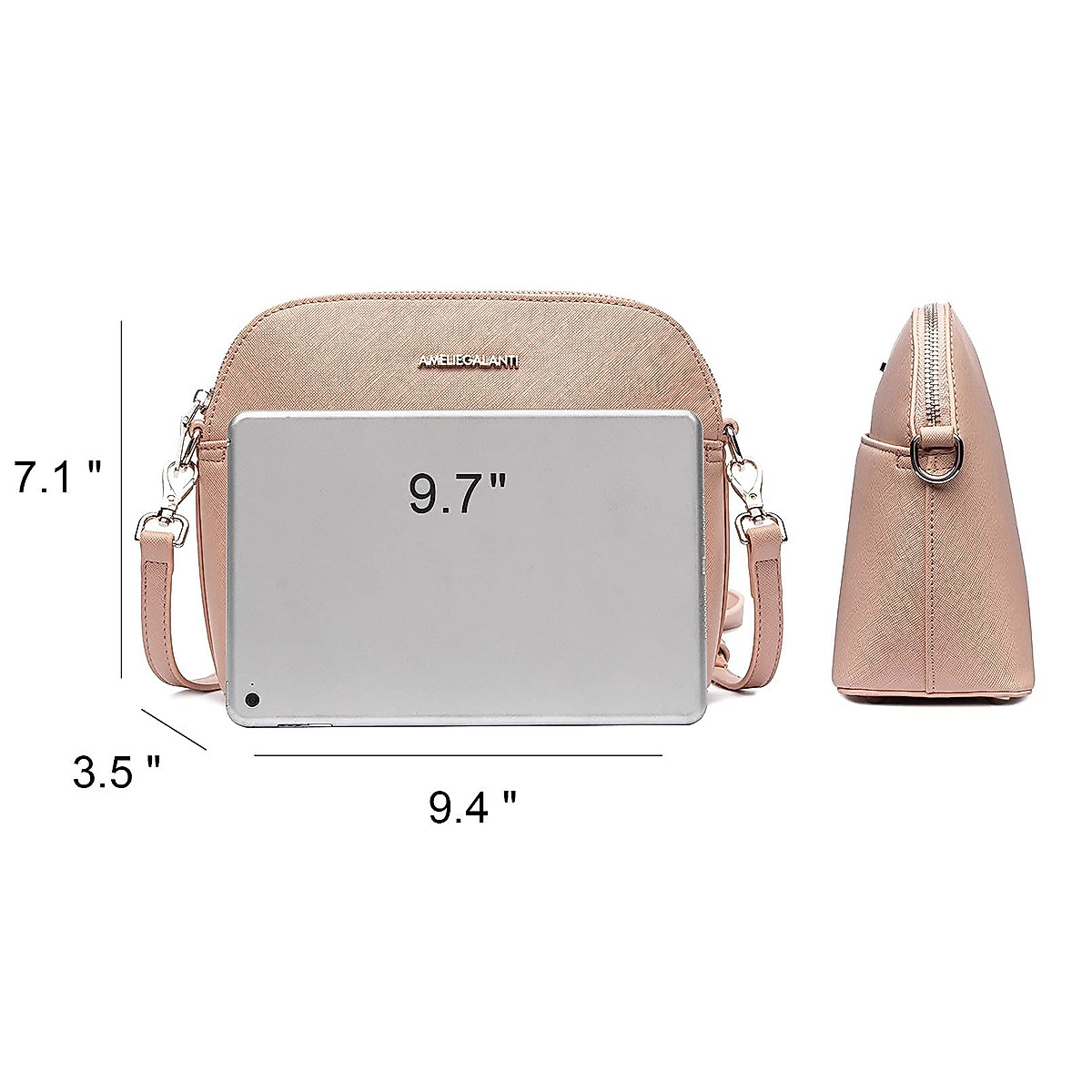 Crossbody Bags for Women, Medium Dome Vegan Leather Shoulder Purses Lightweight Handbags with Multi Pockets (Pink)
