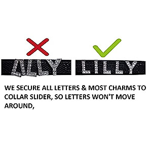 Bling Stuff For Fun, Personalized Customized PU Leather Glitter Rhinestone Bling Name Collar for Dogs & Puppies, S, M, L