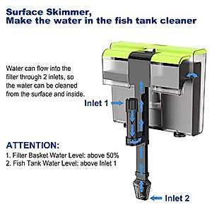 Insputer 170GPH Fish Tank Filters, Hang on Turtle Filter, 3-Layer Filtration Aquarium Filter for 30 to 45 Gallon Saltwater & Freshwater, Large Ultra Quiet Tank System