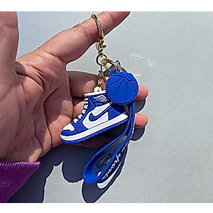 Sneaker Keychain, 3D Mini Basketball Shoe Keychains for Men Women Kids, Fashion Sports Keychains Gift for Sports Fan (KC-010-BLUE)