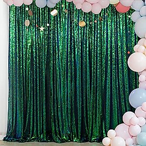 Sequin Backdrop 5FTx7FT Iridescent Green Sequin Backdrop Curtain Photo Backdrop 7FT Green Glitter Backdrop for Photography Wedding Backdrop Drapes Happy Birthday Backdrop Baby Shower Backdrop