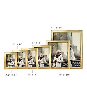 Renditions 6x8 inch Solid Wood Picture Frame, High Definition Glass and High-end Modern Style Ready for Wall and Tabletop Photo Display, Gold Frame