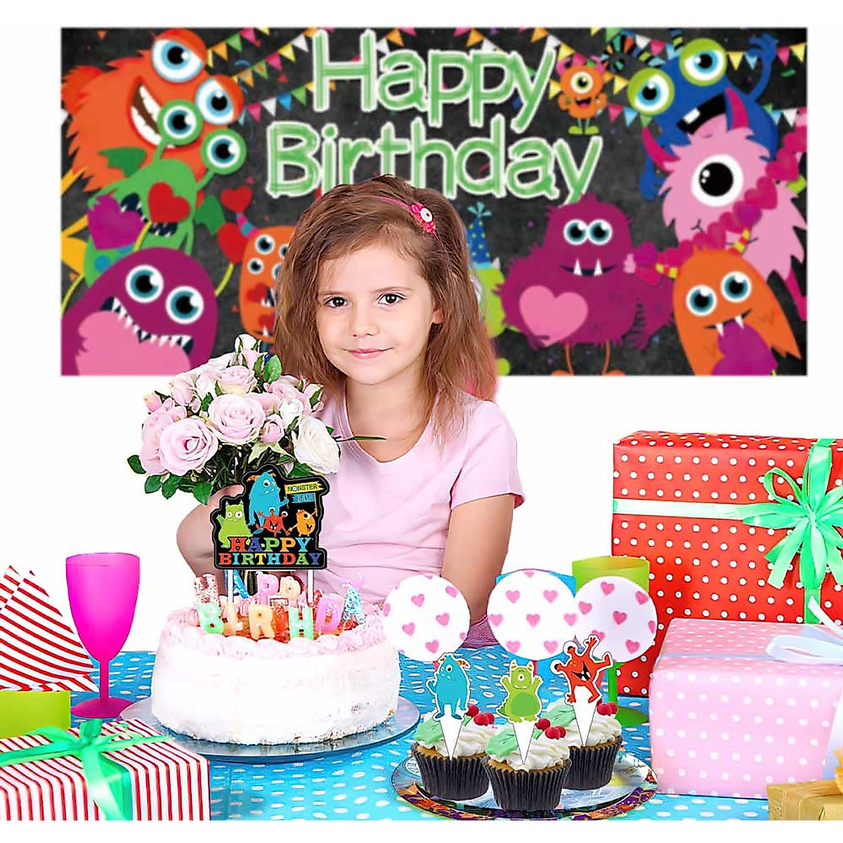 N05280-DXQ-MonsterBash Monster Bash Birthday Party Supplies Decorations Cake Topper Balloons Favors Backdrop Banner Decor
