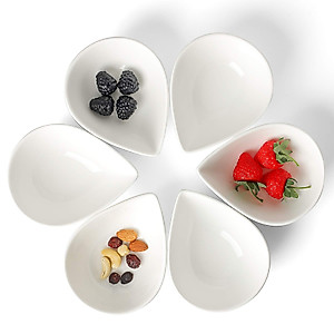 Keponbee Sauce Bowl for Dipping, Cute White Ceramic Dessert Bowls Set of 6 for Side Dish/Soup/Fruits/Nuts, 8oz/pc