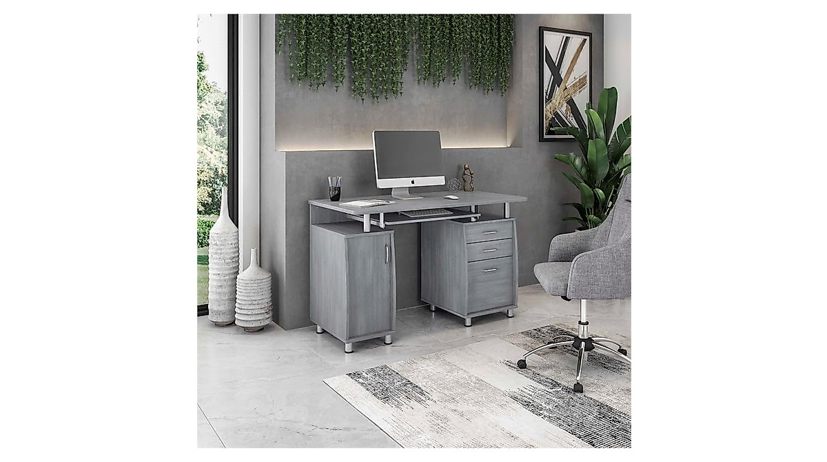 Pemberly Row 48" Home Office Computer Desk in Gray