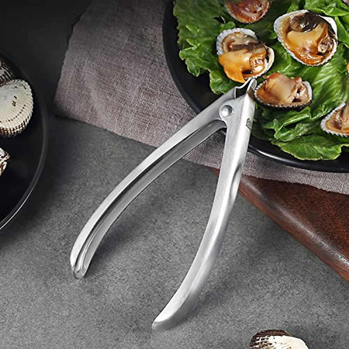 BESTonZON 1pc Peeler Opener Handle Scald Shell Crackers Tool Practical Nut Oyster Steel Clam Seafood Stainless Duty Sunflower Holder Shucker Anti- with Kitchen Silver Almonds Walnut