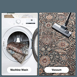 Well Woven Asha Collection Elegant Charcoal Grey Oriental 6x9 Rug Perfect for Living Room Dining Room or Bedroom Ideal for High-Traffic Areas with Vintage-Inspired Low Pile