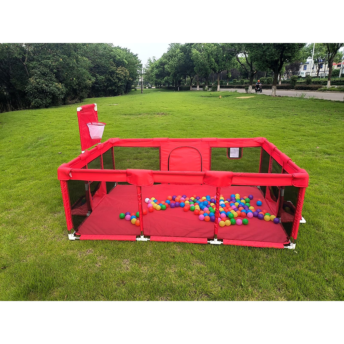 Gaorui Large Kids Baby Ball Pit - Portable Indoor Outdoor Baby Playpen Toddlers Children Safety Play Yard Fun Activities Popular Toys (Not Includes Balls) (Red)