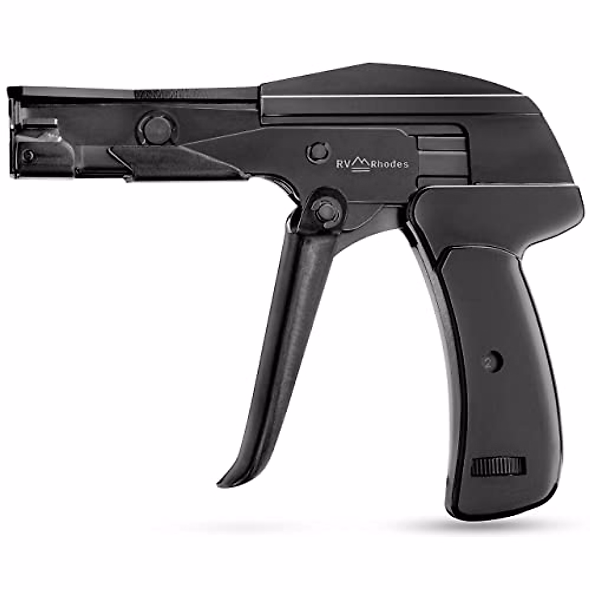 RVR Zip Tie Install Tool - Powerful Tension with Built-In Flush Cutter, All Metal, Adjustable, Comfort Grip, Spring Loaded Lightweight Cable Tie Gun, 6" for Nylon Ties up to 1/4”- Black