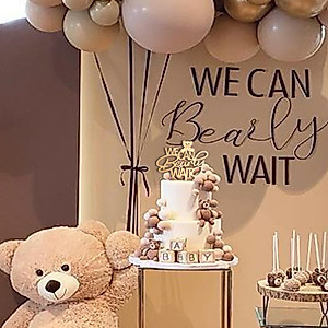 ZAIBIANHAO We Can Bearly Wait Cake Topper,Bear Cake Decorations, We Can Bearly Wait Wooden Cake Topper for Baby Shower Party Supplies,Gender Reveal Party Supplies (Bearly Cake Topper)