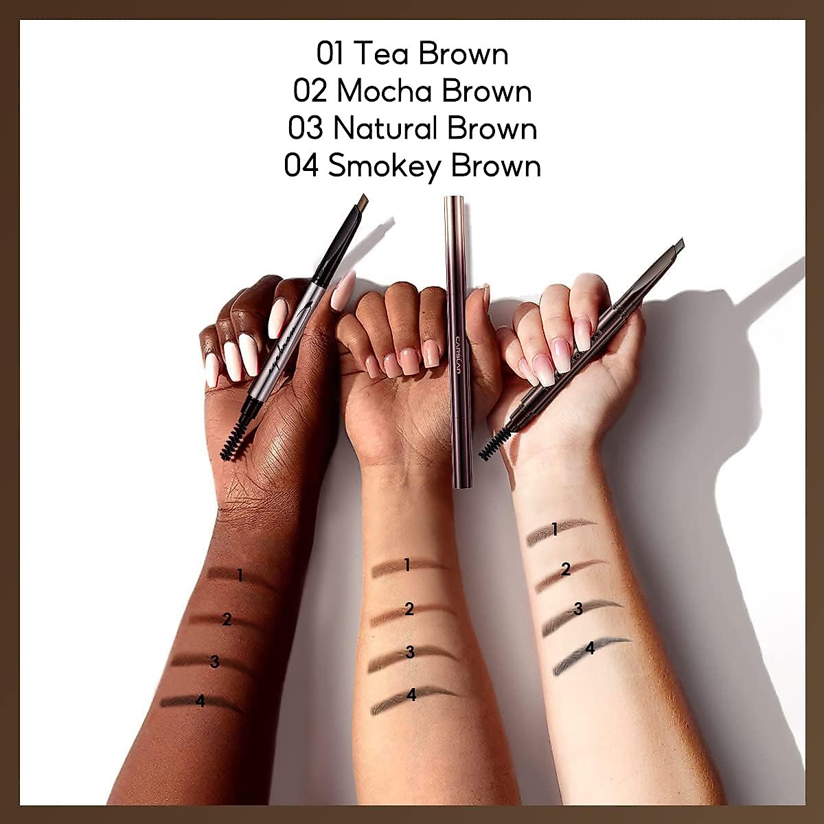 CRASLAN Makeup Brow Eyebrow Definer Pencil, Waterproof, Longlasting, Dual-Sided Brow Brush with Refill & Spoolie, 04 Smokey Brown,Triangle Tip