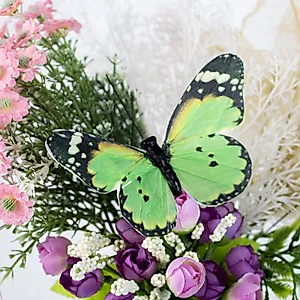 Berfutall- Feather Butterfly Decorations Set of 12 with Wire Butterflies for Crafts Decorative Monarch Butterfly 4.7×2.7in Home Garden Decoration