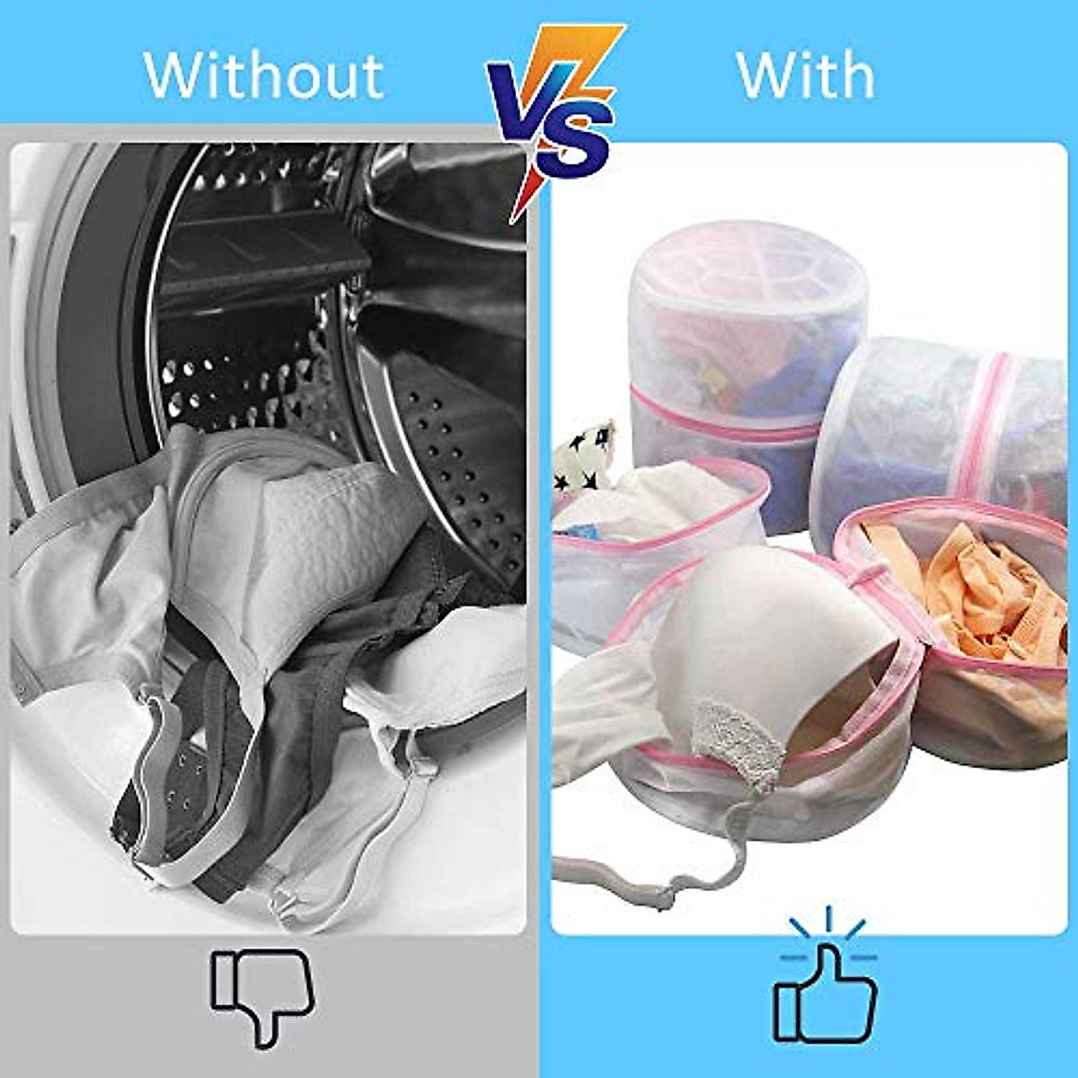4 Set Laundry Bra Wash Bags + 4 Pack Foldable Clothes Drawer Organizer Set
