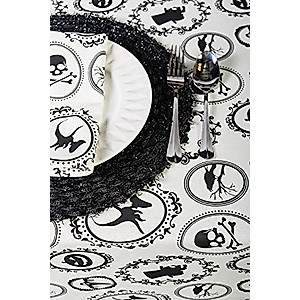 DII Halloween Party Tabletop Decor, Reusable & Machine Washable Cotton Fabric, Tablecloth, 70" Round, Spooky Portraits