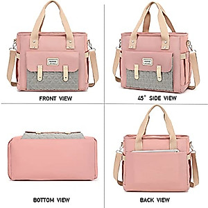 Lunch Bag Women, Insulated Leakproof Cooler Adult Lunch Box, Large Lunch Tote for Work with Adjustable Shoulder Straps & Side Pockets Cute Lunch Bag for Picnic, college, Hiking, Beach Lunch Bag (Pink)