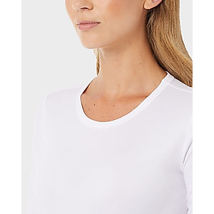 32 Degrees Women's Lightweight Baselayer Crew Top | Long Sleeve | Form Fitting | 4-Way Stretch | Thermal, White, Medium