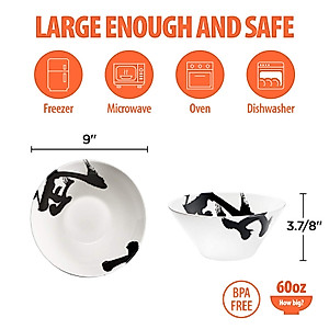 BICETTO Ceramic Japanese Ramen Bowl Set, 60oz Large Ramen Bowls with Chopsticks, Spoons and Chopstick Rests – Bowl for Ramen, Pho, Salad, Poke, Soup, Udon – Minimalist Design, Premium Quality, White