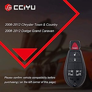 cciyu X 2 Flip Key Fob with Key Blade 5 buttons Replacement fit for 08 09 10 11 12 Dodge Series with FCC M3N5WY783XF