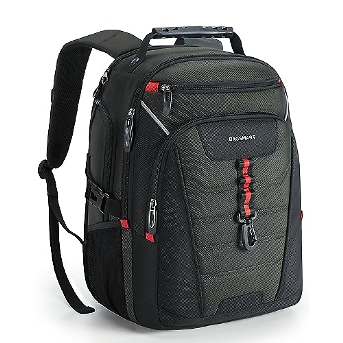 BAGSMART Business Laptop Backpack, Water-Resistant Anti-Theft Slim Durable Laptop Backpack with USB Charging Hole, College Bag Computer Bag, Gifts for Men & Women, Fits 15.6-Inch Notebook, Grey-Green