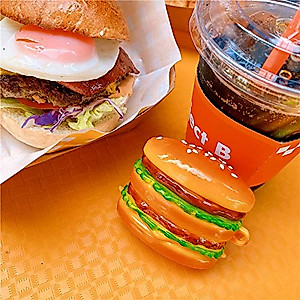 Ultra Thick Soft Silicone Case for Apple AirPods Pro 2019 Generation with Keychain Hook Hamburger 3D Cartoon Food Shaped Cute Lovely Fun Funny Unique Creative Cool Kids Girls Women Teens