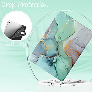 Feams for iPad Mini 5 Case, iPad Mini 4 Case, PU Leather Shockproof Shell Stand Smart Cover with Auto Wake/Sleep for iPad Mini 5th Gen 2019/iPad Mini 4 2015 7.9 inch Tablet, Green Marble