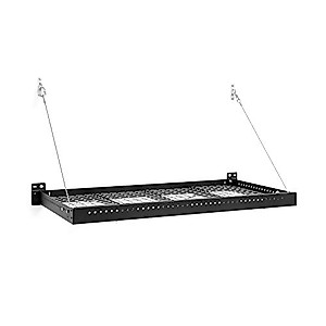 NewAge Products Pro Series Black 2 ft. x 8 ft. Wall Mounted Steel Shelf, Garage Overheads, 40406 & NewAge Products Pro Series Black 2'. x 4'. Wall Mounted Steel Shelf, Garage Overheads, 40404