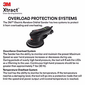 3M Xtract Electric Random Orbital Sander, Ergonomic and Lightweight ROS, 88758, 5 in, Central Vacuum, 3/16 in Orbit, 110V, 350W Motor, Metal Fabrication, Woodworking