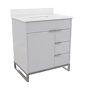 CosmoLiving by Cosmopolitan Leona Bathroom Vanity, 30", Gray
