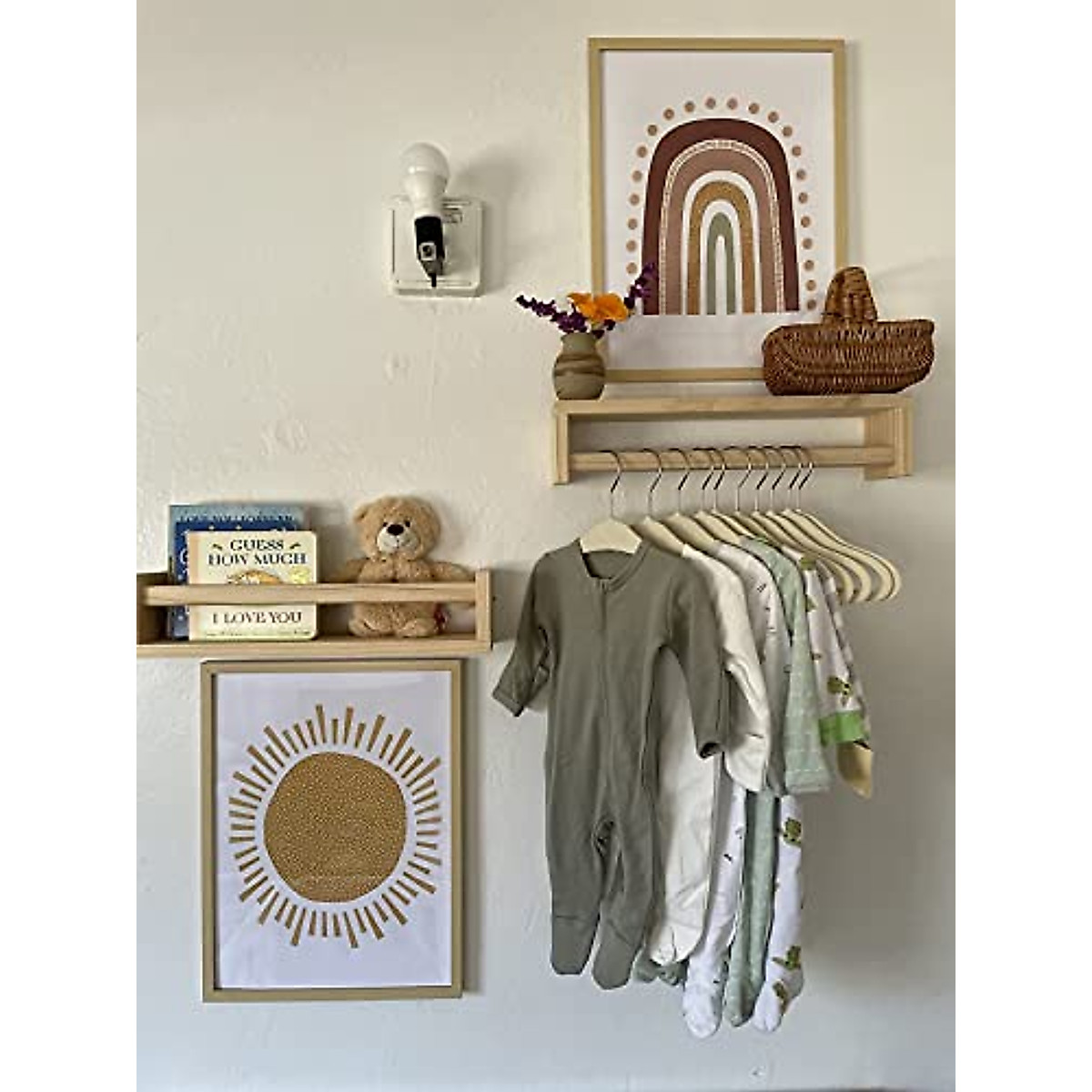 Gneric Floating Shelves for Wall, Burlywood Nursery Book Shelves, 15.7 inch Kids Bookshelf, Wall Shelves for Living Room Bedroom Decor,Kitchen Spice Rack,Bathroom Storage Rack(2 Pack)