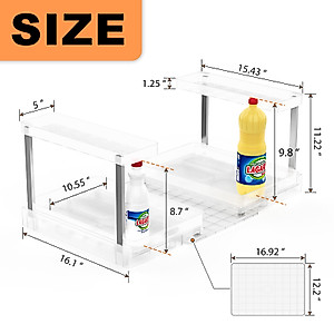 Under Sink Organizers with Waterproof Tray, L-Shaped Under Sink Organizer and Storage, Pull Out Under Cabinet Storage, Under Kitchen/Bathroom Sink Organizer