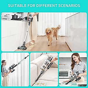 Belife Cordless Vacuum Cleaner, 2 Battery Stick Vacuum with Max 80mins Runtime, 25Kpa Powerful Suction, LED Display, Lightweight Handheld Vacuum for Hard Floor Carpet Car Pet Hair