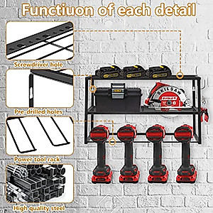 Dosker Tool Organizer Fathers Day Gifts Wall Shelf Mounted Garage Storage Rack 3 Layers Heavy Duty Metal Drill Holder Utility Storage Rack Garage, Workshop and Warehouse for Men Dad Gifts 1PC