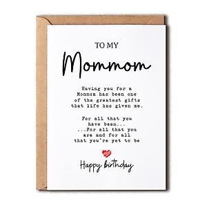 To My Mommom - Mommom Birthday Card - Mommom Is The Greatest Gifts In My Life - Birthday Card For Mommom - Gift For Mommom Card