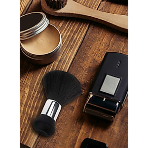 Black Large Barber Brush Neck Duster, Beomeen Soft Neck Brush for Hair Cutting, Neck Face Cleaning Hair Sweep Brushes Salon Tool