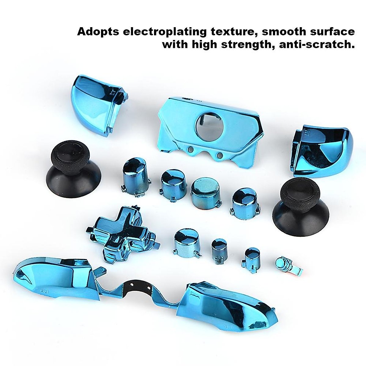 Pomya Full Set, RT/LT RB/LB Dpad ABXY Buttons Strat/Back Sync Buttons for Microsoft One Controller 3.5mm Jack, Blue Red (Blue)
