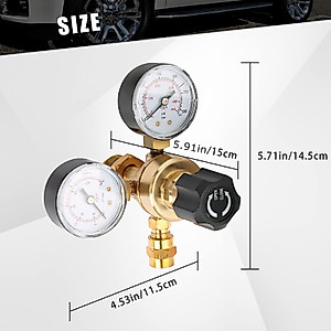 ATPEAM Argon CO2 Regulators Gauges | Gas Welding Regulator CGA580 Compatible with Miller Lincoln Mig Tig Weld 0-4500PSI / 0-10BAR 2" Dual-Gauges Female 5/8" and Male 9/16" Outlet