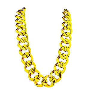 Sanglarst Gold Chain Necklace, 35.5 Inch Chunky Chain Golden Ultra Luxury Looking Feeling Real Solid 14K Gold plated Curb Fake Neck Chain for Party Dancing