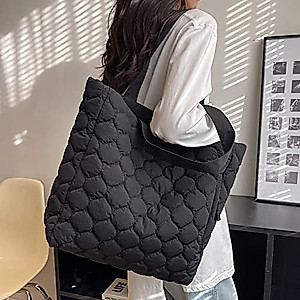 Quilted Tote Bag for Women Puffer Hobo Handbag Lightweight Quilted Padding Shoulder Bag Nylon Padded Crossbody Bag Zip Closure