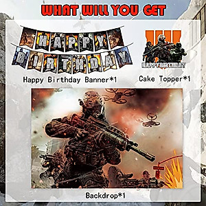 112 Pcs Birthday Decorations, Birthday Party Supplies for Boys Including Happy Birthday Banner, Cake & Cupcake Toppers, Balloons, Backdrop, Tablecloth and Dinner Sets for 10 Guests