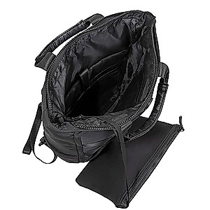 Joan & David Casual Sport Nylon 18" Convertible Workbook Backpack, Shopper Tote, Luggage Strap, Bottle Holder and Adjustable Back Straps with TSA Approved Bottles for Daily Use Travel Work Bag (Black)