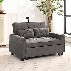 XSZD 3-in-1 Convertible Sleeper Loveseat Sofa Bed with Pullout Bed and Storage for Living Room, Bedroom, Balcony, RV - Futon Sofa Bed, Sleeper Sofa, Pull Out Couch, Small Couch