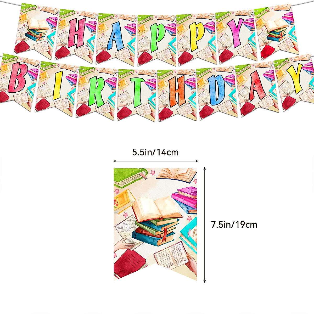Books Party Decorations Book Club Birthday Party Supplies Includes Book Happy Birthday Banner Cake Topper Cupcake Toppers Balloons for Library Party Decorations