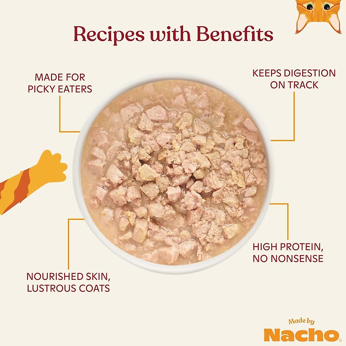 Made by Nacho Wet Cat Food, Cage-Free Minced Chicken in Bone Broth for Extra Hydration, (10 Pack)