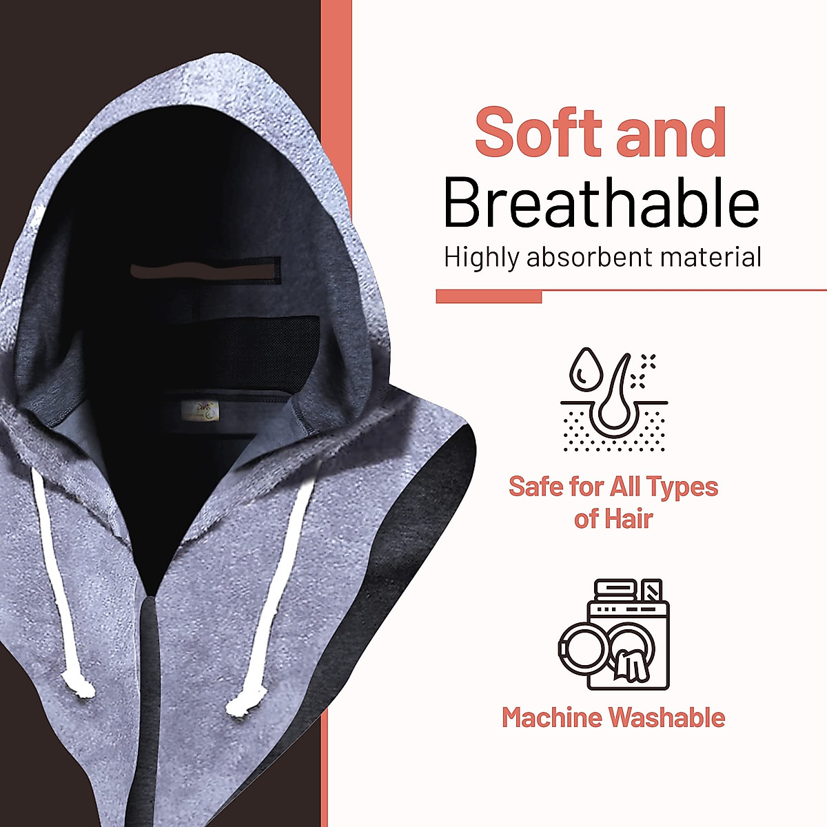 AllSportsHeadGear Head Towel, Absorbent Cooling Hoodie Towel with Internal Pockets for Ice and Heat Packs, Cooling Towels for Athletes, Soft, Breathable Sweat Towel for Gym, Daily Use and More, Gray