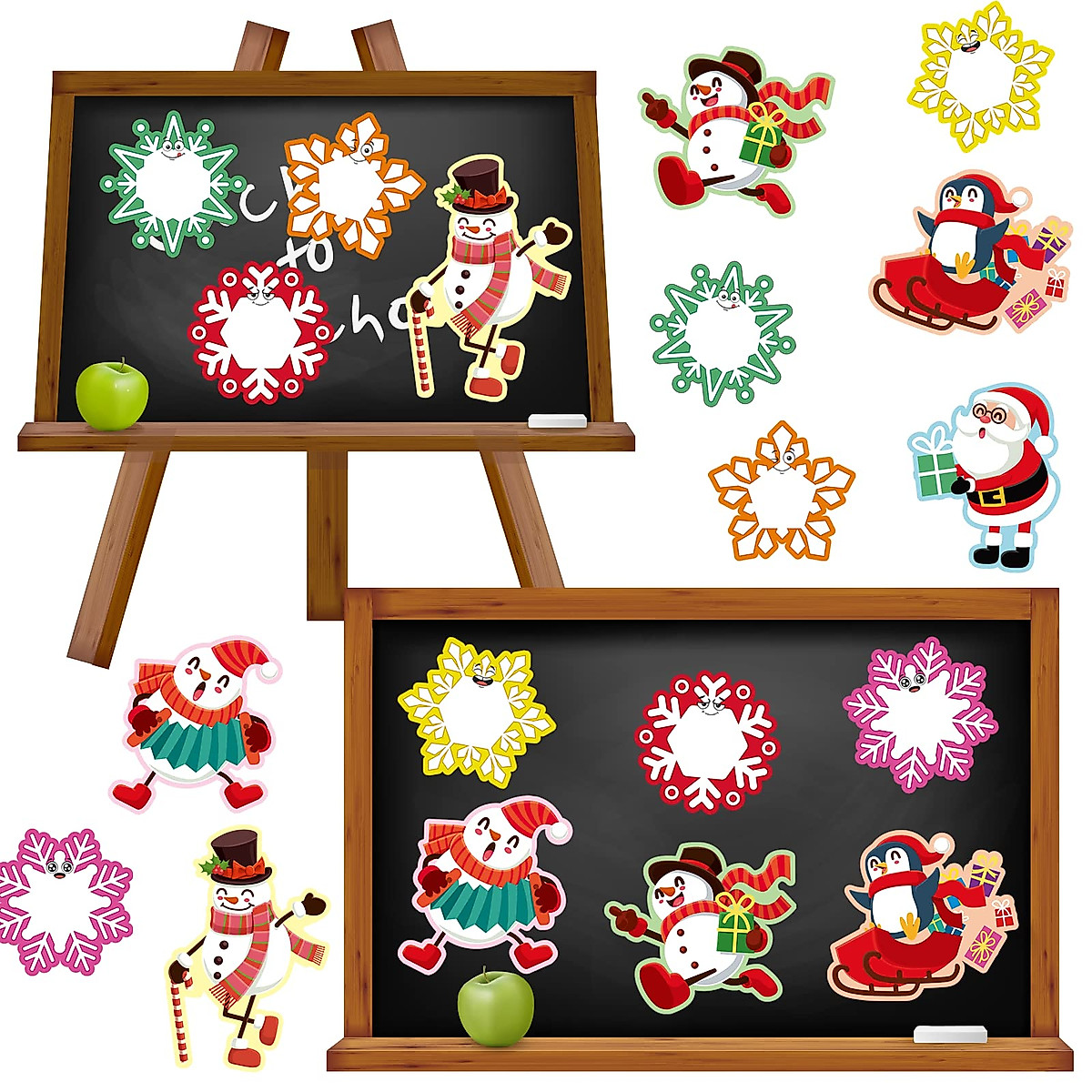 44 Pieces 6"-8" Christmas Cut-Outs Bulletin Board Decorations Assorted Xmas Cartoon Accents Cutouts for Bulletin Board Classroom School Home Holiday Christmas Party