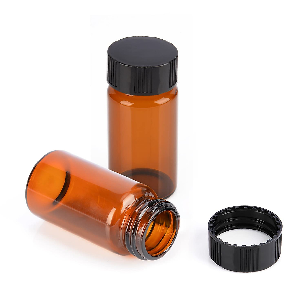 stonylab Brown Glass Sample Vials with Cap, Screw Cap Sample Vials Amber Glass Liquid Sampling Bottle Reagent Bottle with Screwcap, Capacity 20 ml / (0.6 oz), Pack of 20