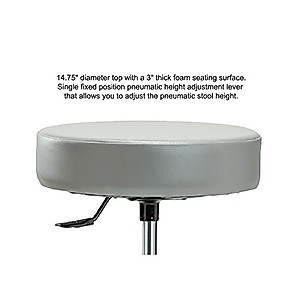 Perch Rolling Single Lever Height Adjustable Swivel Stool with Foot Ring for Carpet or Linoleum, Workbench Height, Adobe White Vinyl