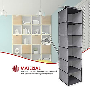 Home Basics SB39011 Hanging Closet Organizer, 6 Shelf, Grey